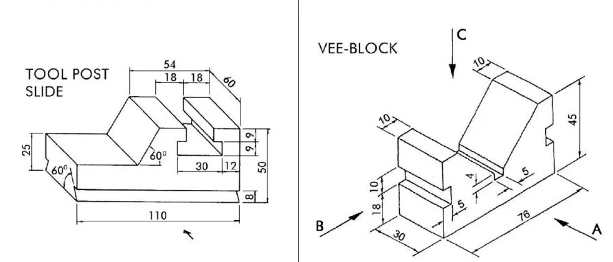 Solved VEE-BLOCK 54 TOOL POST SLIDE 60° 30 12 110 | Chegg.com