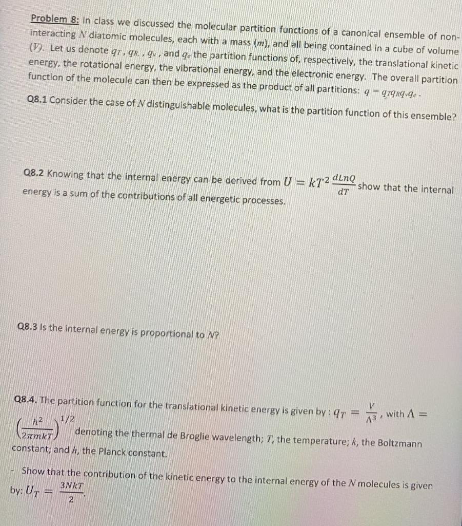 Solved Problem 8: In class we discussed the molecular | Chegg.com