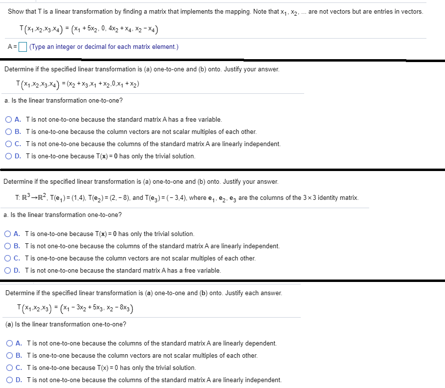 Solved Show that T is a linear transformation by finding a | Chegg.com