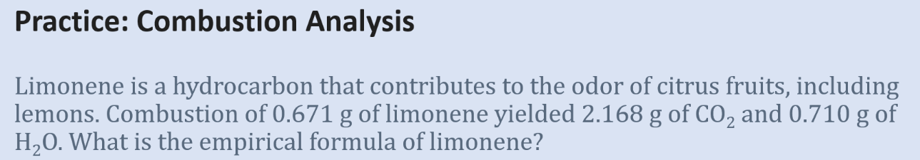 Solved Practice: Combustion Analysis Limonene is a | Chegg.com