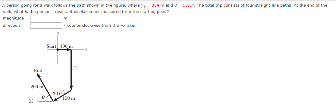 Solved A person going for a walk follows the path shown in | Chegg.com