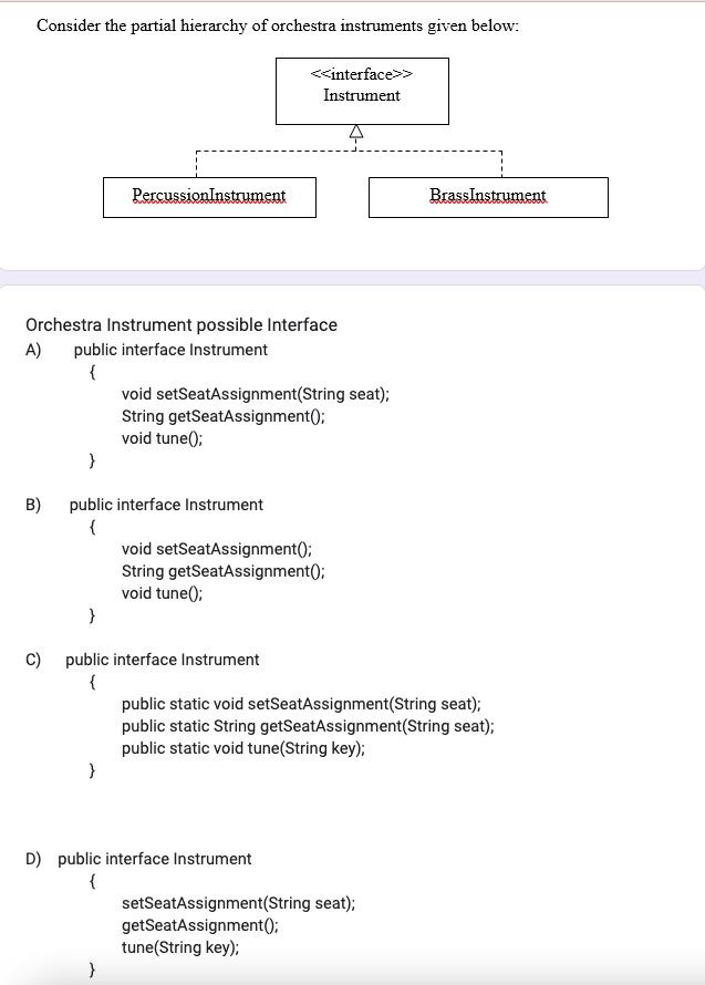 Solved Consider the partial hierarchy of orchestra | Chegg.com