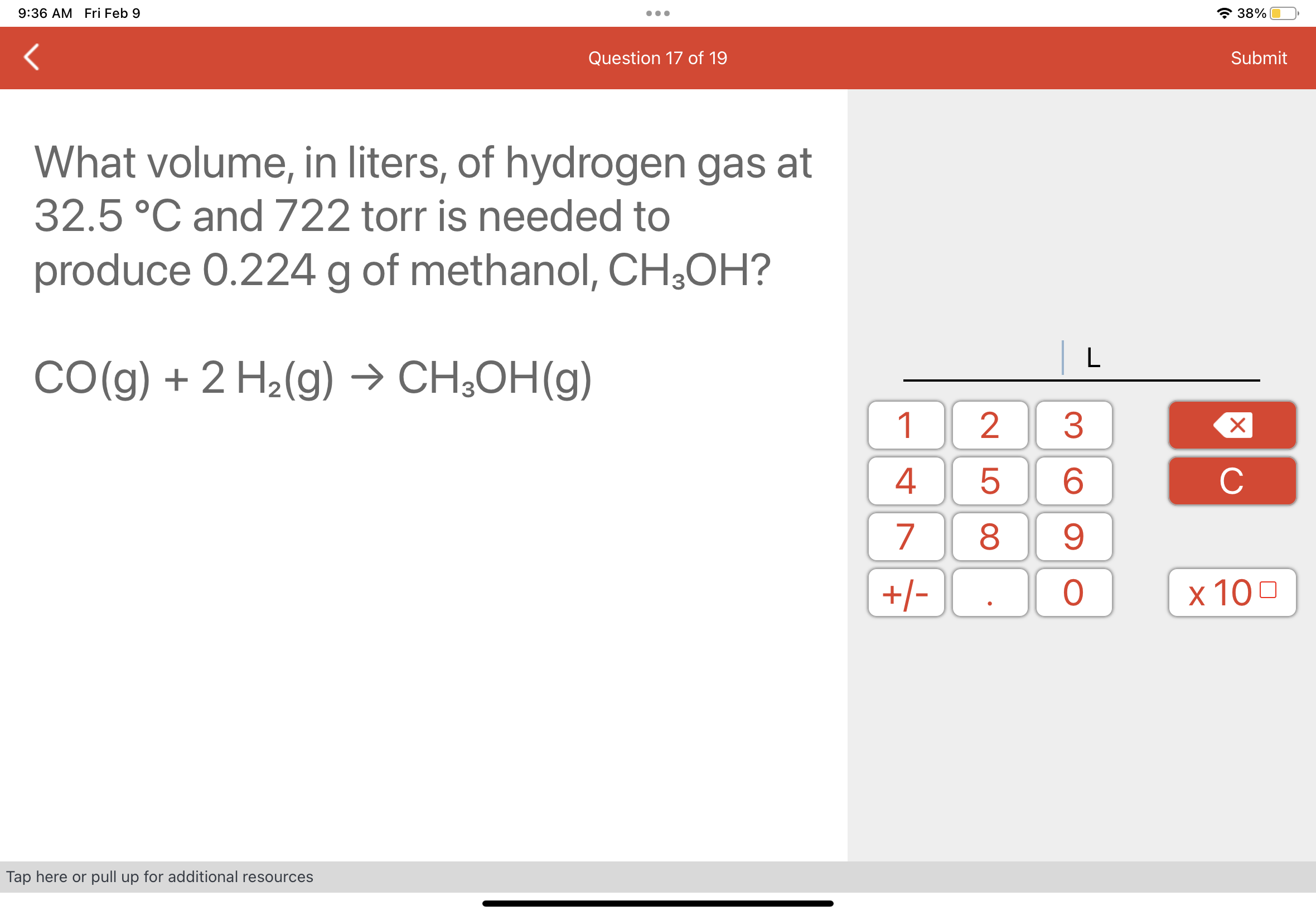 Solved What volume, in liters, of hydrogen gas at 32.5 \deg | Chegg.com