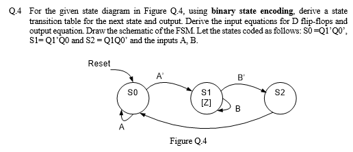 Solved Q.4 For the given state diagram in Figure Q.4, using | Chegg.com