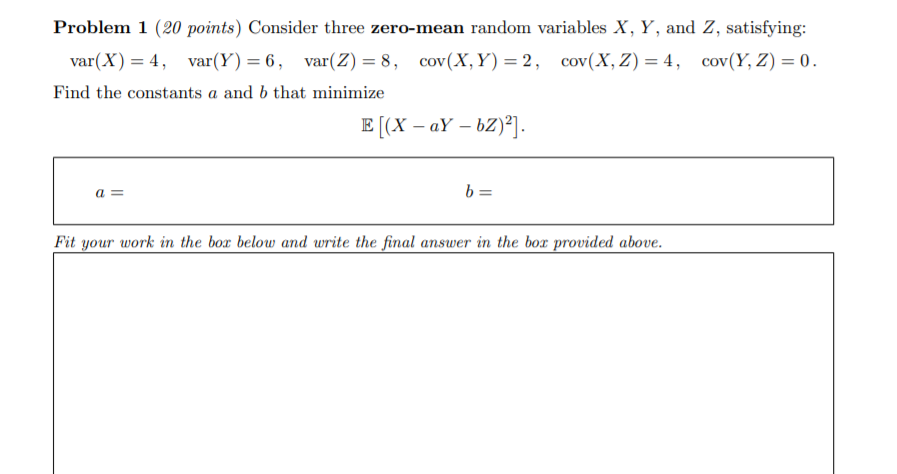Solved Problem 1 (20 points) Consider three zero-mean random | Chegg.com