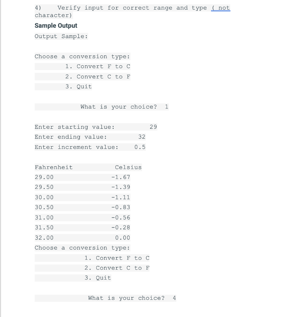 Solved Write a program that first asks the user which | Chegg.com