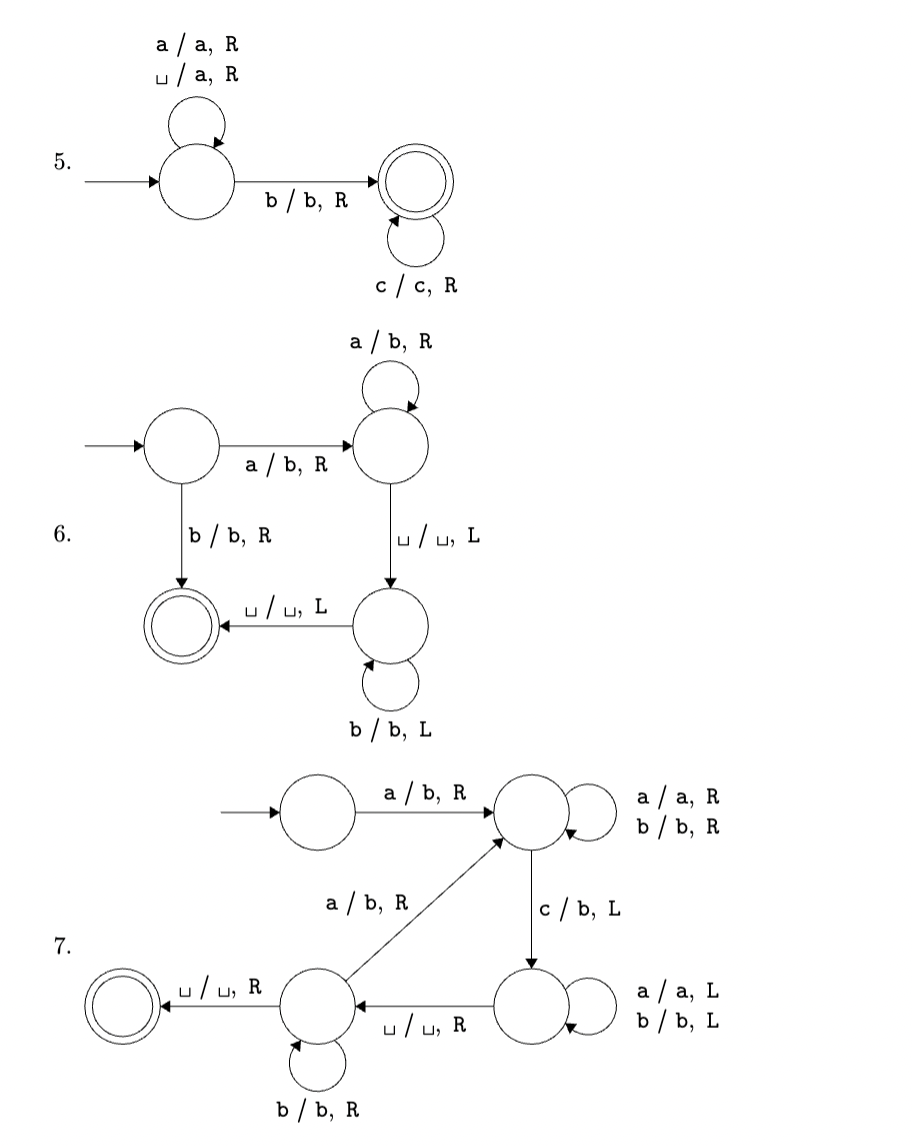For each Turing machine diagram in exercises 5-7, | Chegg.com