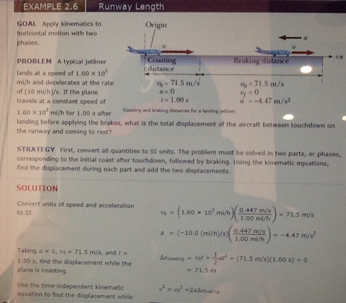Solved EXAMPLE 2.6 Runway Length GOAL Apply kinematics to | Chegg.com