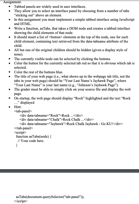 Solved - Tabbed panels are widely used in user interfaces. - | Chegg.com