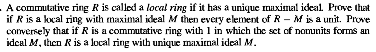 Solved а · A commutative ring R is called a local ring if it | Chegg.com