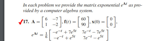 In each problem we provide the matrix exponential | Chegg.com