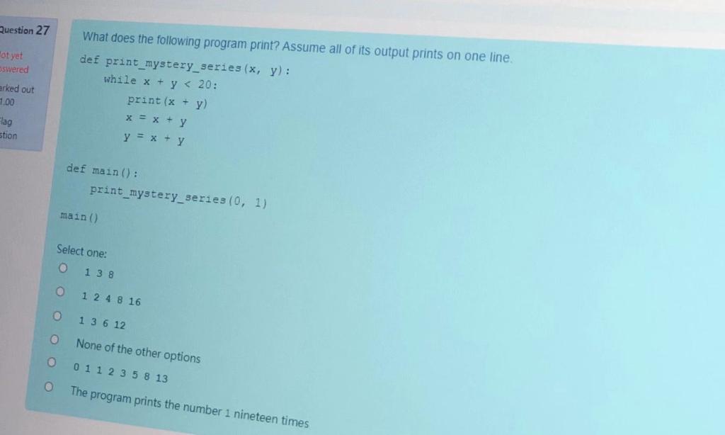 Solved estion 26 What does the following program print? | Chegg.com