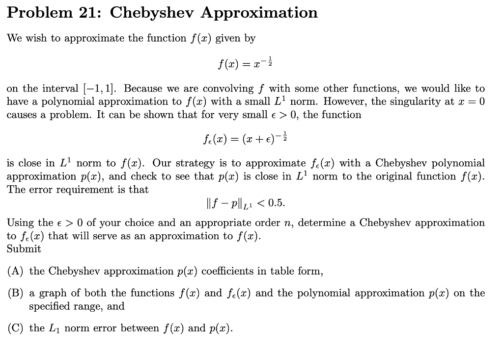 Problem 21: Chebyshev Approximation We wish to | Chegg.com