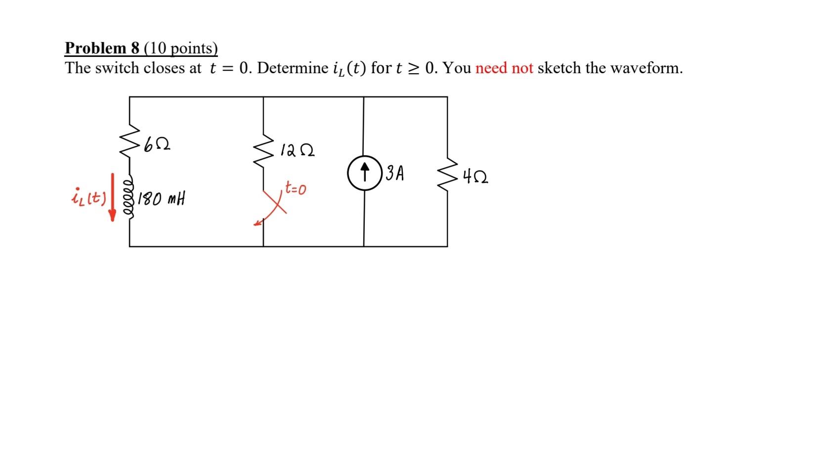 Solved Problem 8(10 points ) The switch closes at t=0. | Chegg.com Solved Problem 8(10 points ) The switch closes at t=0. | Chegg.com