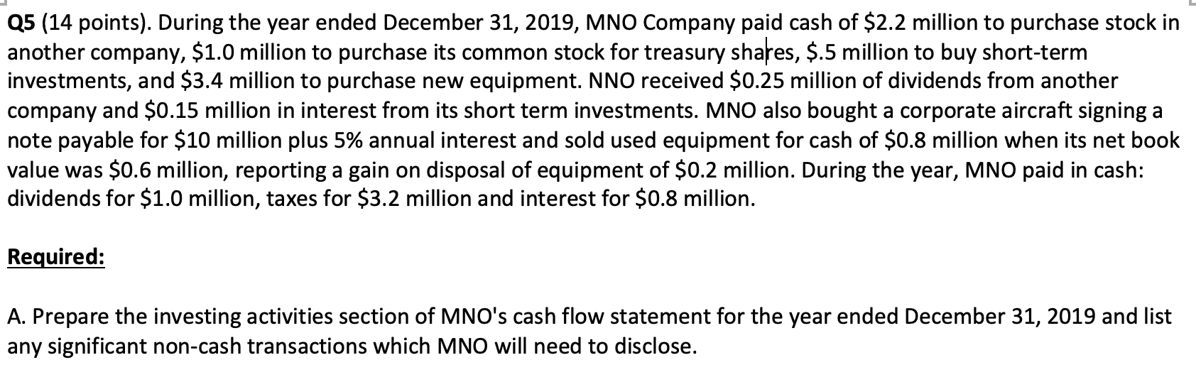 Solved Q5 (14 points). During the year ended December 31, | Chegg.com