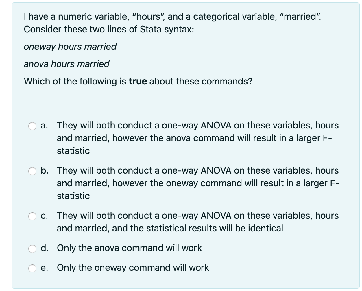 Solved I have a numeric variable, "hours", and a categorical | Chegg.com