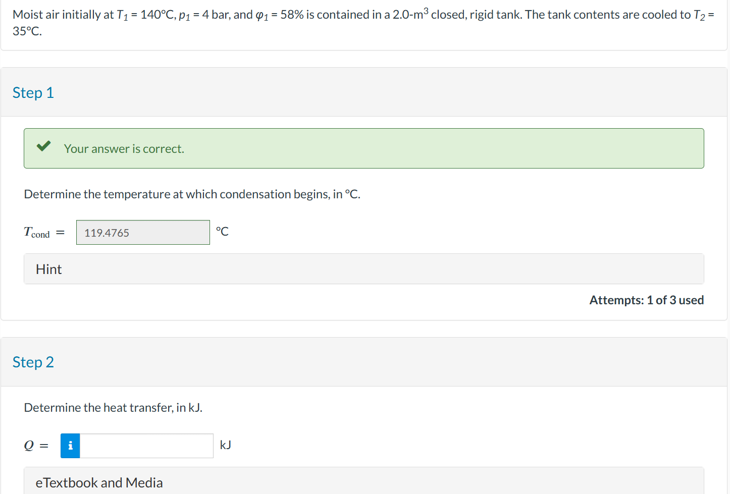 Solved Moist air initially at T1=140°C,p1=4bar , ﻿and | Chegg.com
