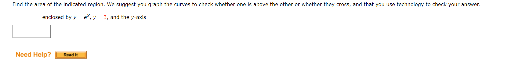 Solved enclosed by y=ex,y=3, and the y-axis | Chegg.com