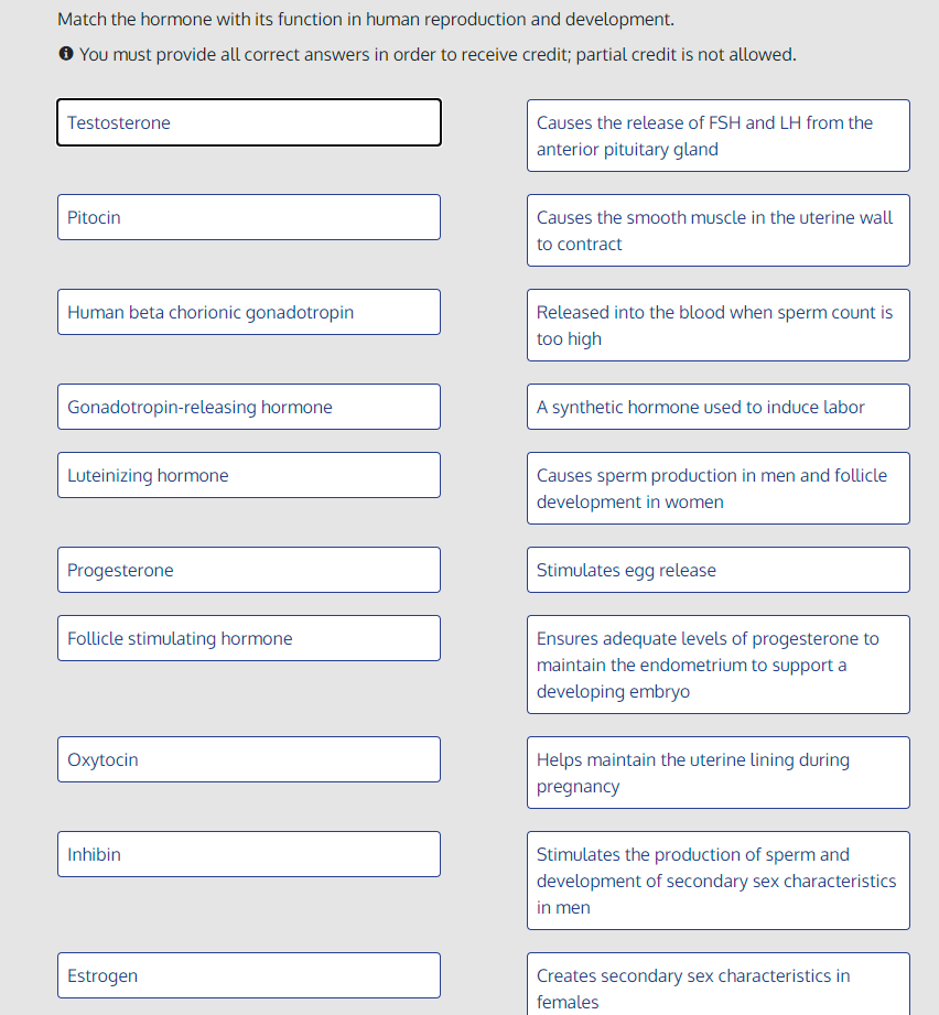 Solved Match the hormone with its function in human | Chegg.com