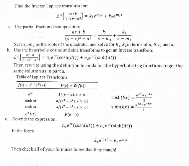 Solved Find the Inverse Laplace transform for: | Chegg.com