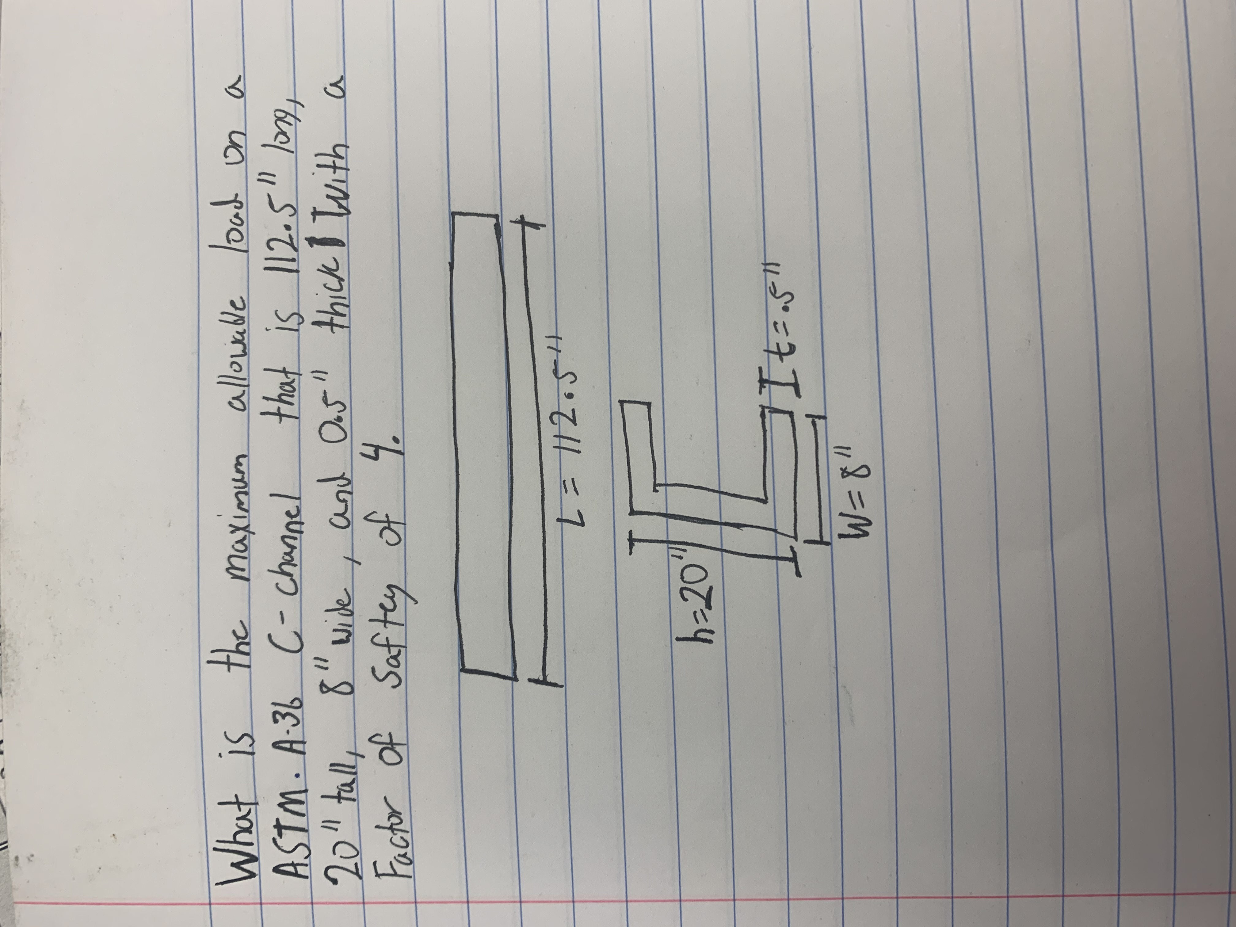 Solved What is the maximum allowable load on a ASTM. A-36 C- | Chegg.com