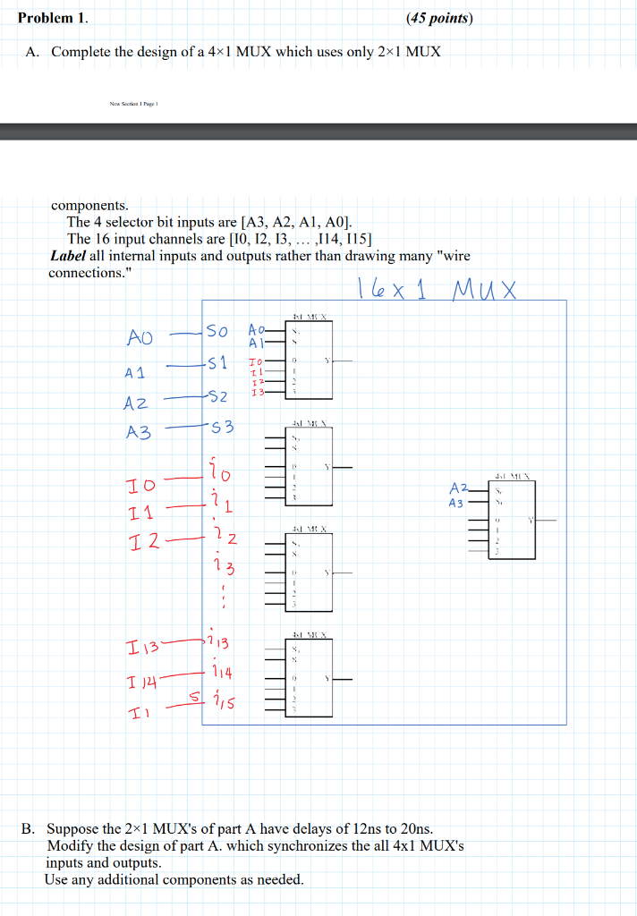 Solved Problem 1. (45 points) A. Complete the design of a | Chegg.com