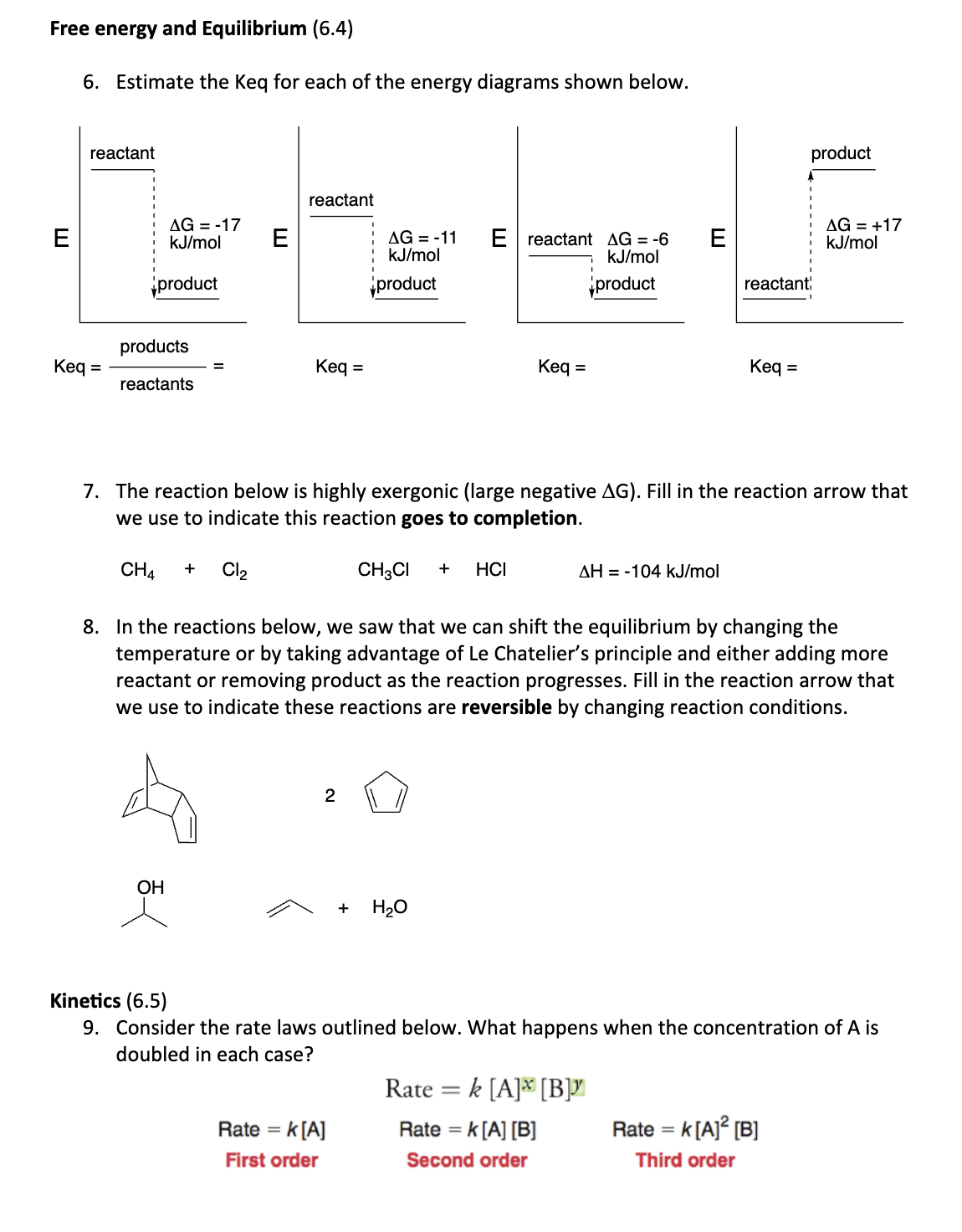 Solved 6. Estimate the Keq for each of the energy diagrams | Chegg.com