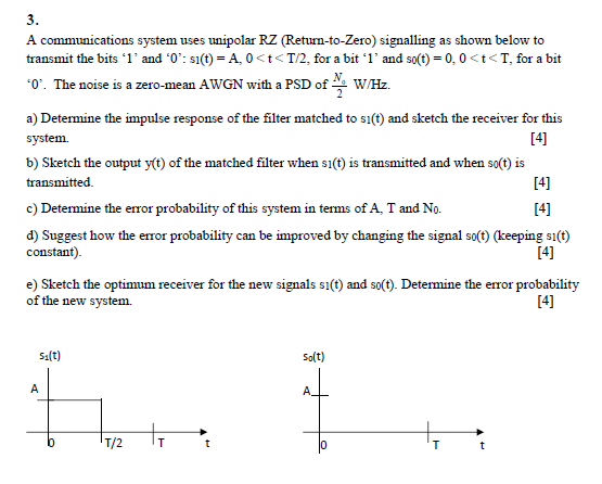 Solved A communications system uses unipolar | Chegg.com
