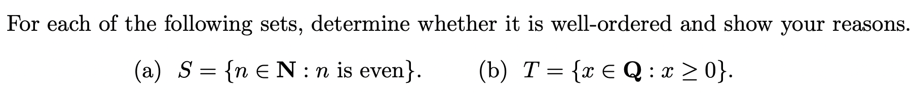Solved For each of the following sets, determine whether it | Chegg.com