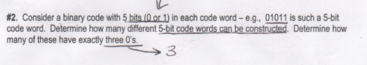 Solved #2. Consider a binary code with 5 bits (0 or 1) in | Chegg.com