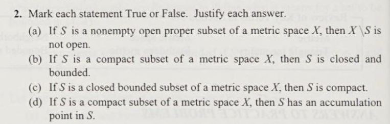 Solved 2. Mark each statement True or False. Justify each | Chegg.com