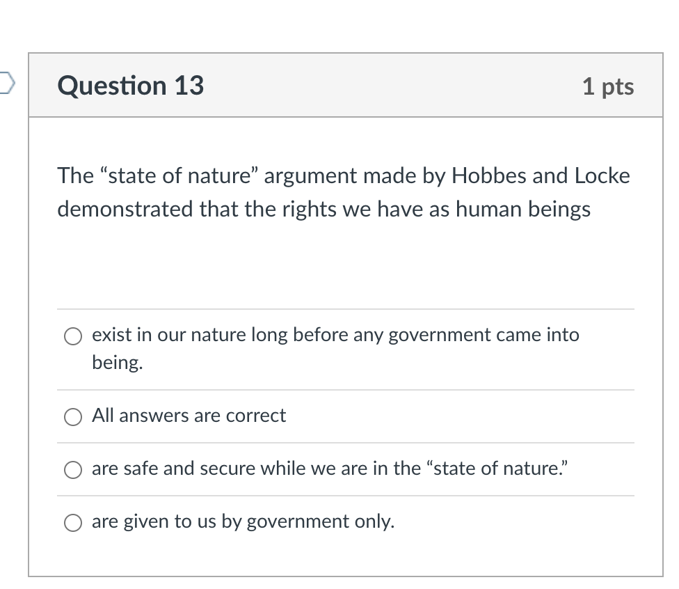 Solved The "state of nature" argument made by Hobbes and | Chegg.com