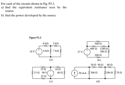 Solved For each of the circuits shown in Fig. P3.3, a) find | Chegg.com