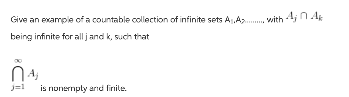 Solved Give an example of a countable collection of infinite | Chegg.com