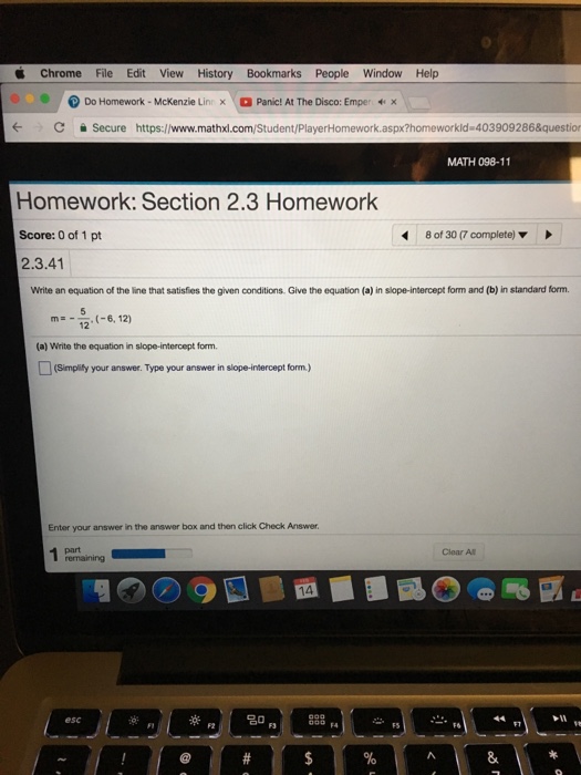 Solved Write An Equation Of The Line That Satisfies The