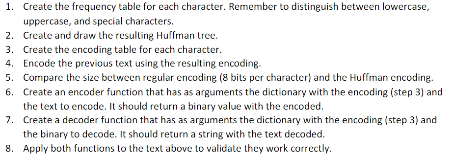 Solved 1. Create the frequency table for each character. | Chegg.com