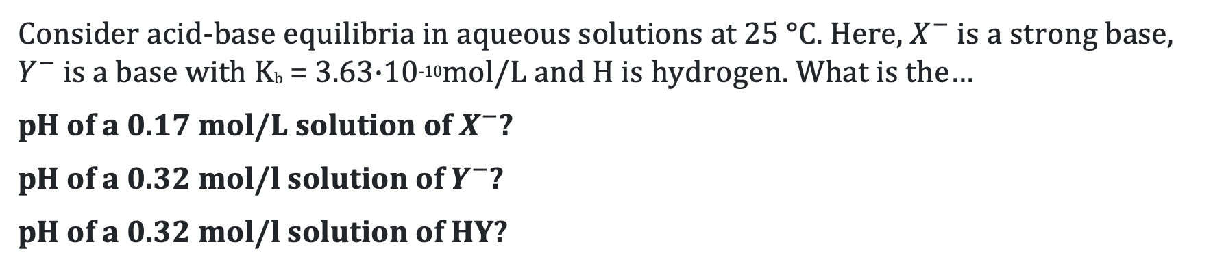 Solved Consider acid-base equilibria in aqueous solutions at | Chegg.com