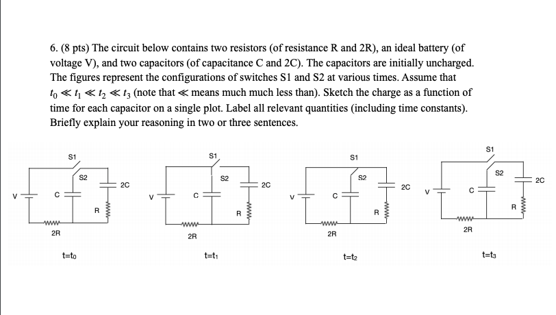 Solved 6. (8 pts) The circuit below contains two resistors | Chegg.com