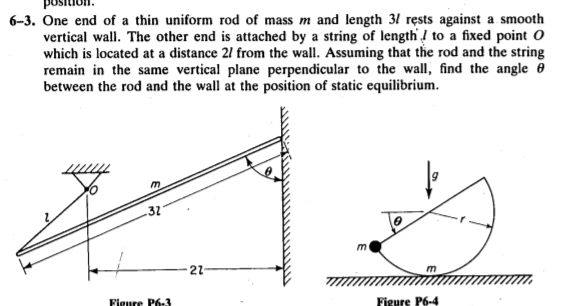 Solved 6-3. One end of a thin uniform rod of mass m and | Chegg.com