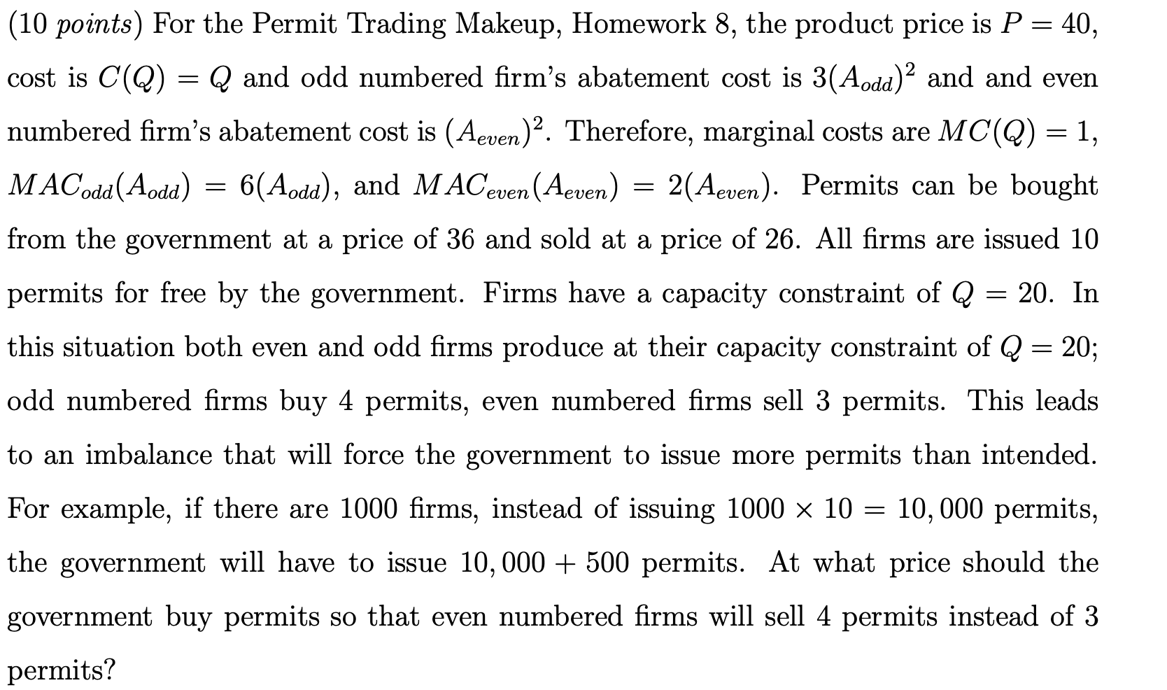 (10 points) For the Permit Trading Makeup, Homework | Chegg.com