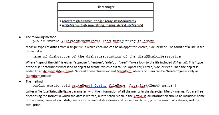 Solved 2. [12 points] Implement the FileManager class. | Chegg.com