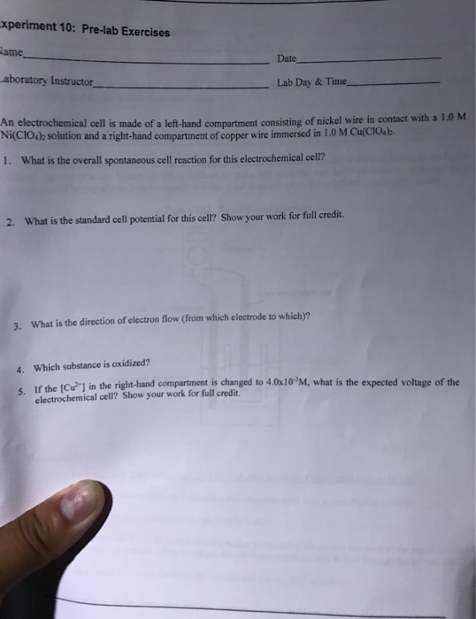 Solved xperiment 10: Pre-lab Exercises Date Laboratory | Chegg.com