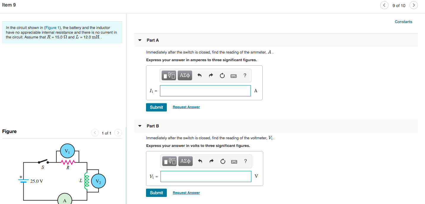 Solved Item 9 9 of 10 > Constants In the circuit shown in | Chegg.com