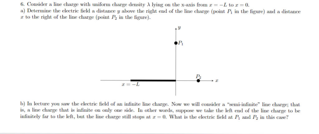 Solved 6. Consider a line charge with uniform charge density | Chegg.com