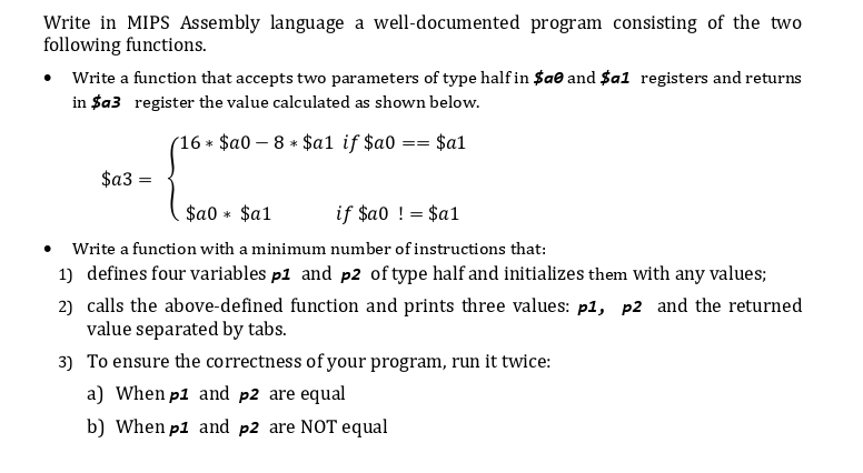 Solved Write in MIPS Assembly language a well-documented | Chegg.com