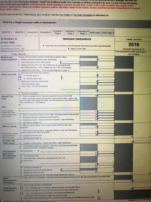 Shelly Beaman (social security number 412-34-5670) s | Chegg.com