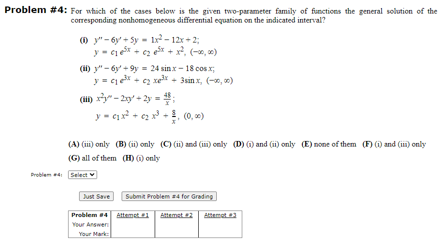 Solved blem #4: For which of the cases below is the given | Chegg.com