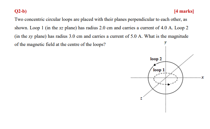 Solved Q2-b) (4 marks) Two concentric circular loops are | Chegg.com