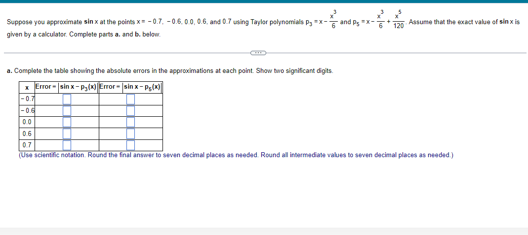 Solved Suppose you approximate sinx at the points | Chegg.com
