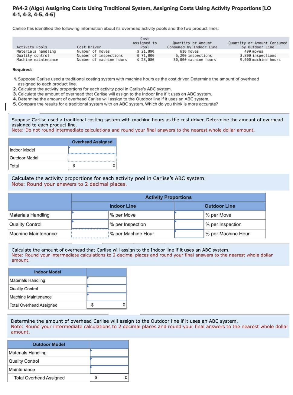 Solved PA4-2 (Algo) ﻿Assigning Costs Using Traditional | Chegg.com